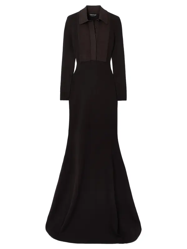 TOM FORD Ribbed Wool-blend Polo Gown - Brown