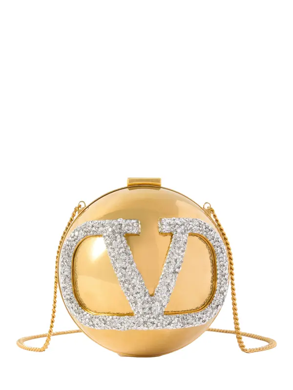 Valentino Garavani Vlogo Crystal-embellished Clutch - Gold