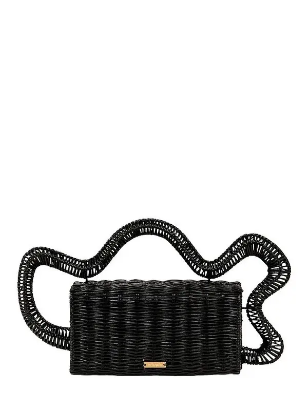 Cult Gaia Elsa Rattan Clutch - Black
