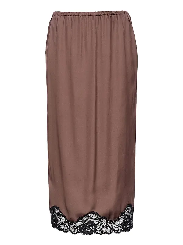 Pinko Gabbia Satin Skirt - Brown/black