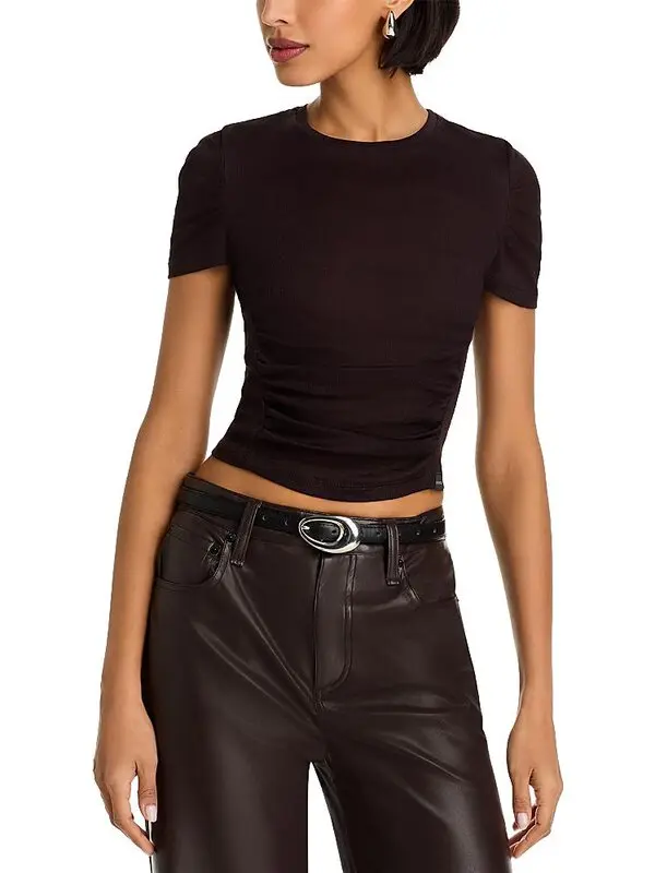 Pinko Martello Ruched Tee - Black Coffee Brown