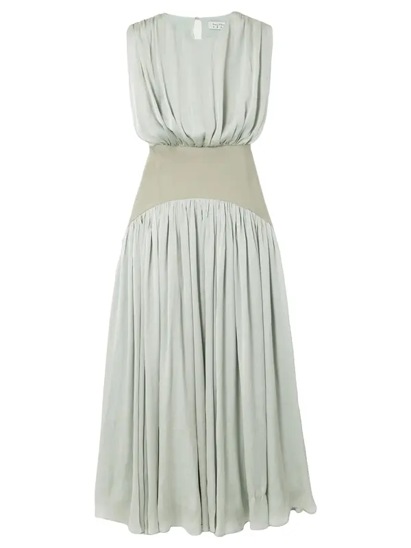 ABADIA Suri Pleated Crepon Gown - Blue