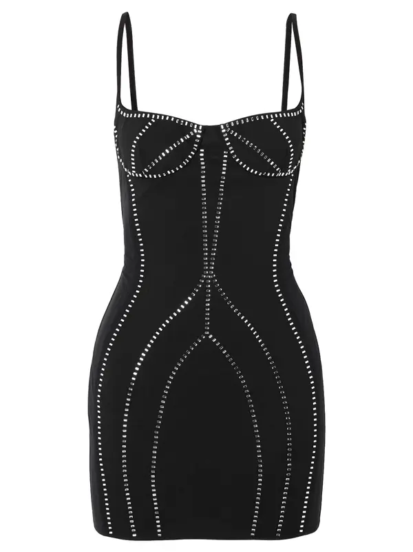 Attico Crystal-embellished Mini Dress - Black