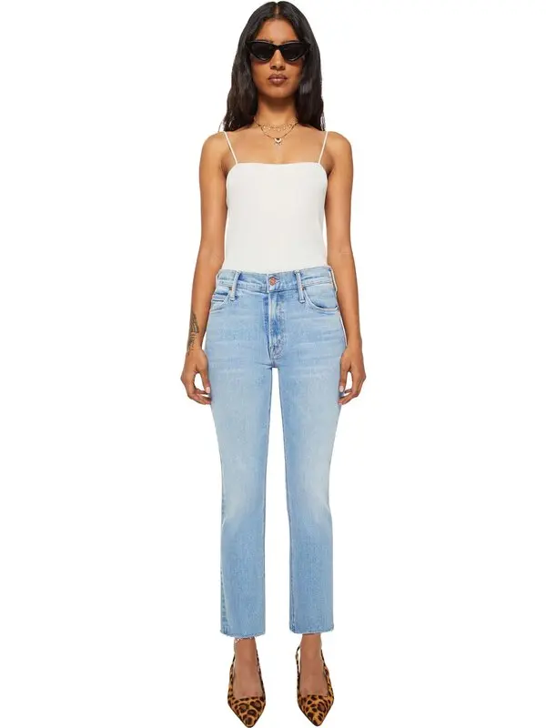 MOTHER Petites The Lil Mid Rise Dazzler Ankle Fray Jeans - Blue