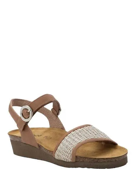 Naot Cecile Wedge Sandals - Latte Brown Leather/sand