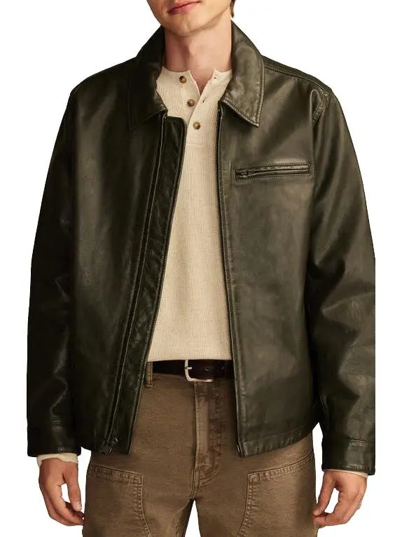 Lucky Brand Leather Touring Jacket - Forest Night