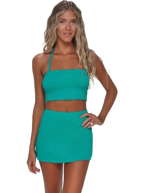 PACIFICA BY SUNSETS Cove Mini Skirt - Jade Jewel Lurex