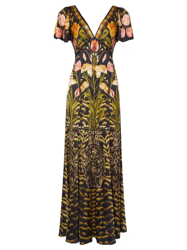 TEMPERLEY LONDON Cleo Floral Gown - Black