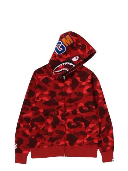 BAPE Camo Shark Full Zip Hoodie - Red
