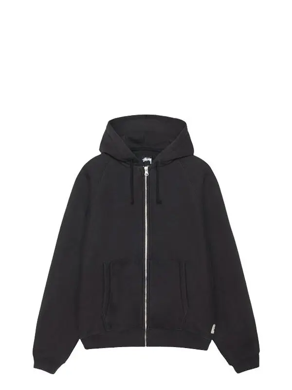 StÜssy Fleece Raglan Zip Hoodie - Washed Black