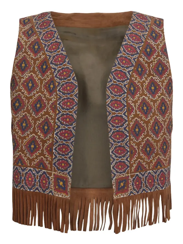 Gucci Printed Suede Vest - Medium Brown