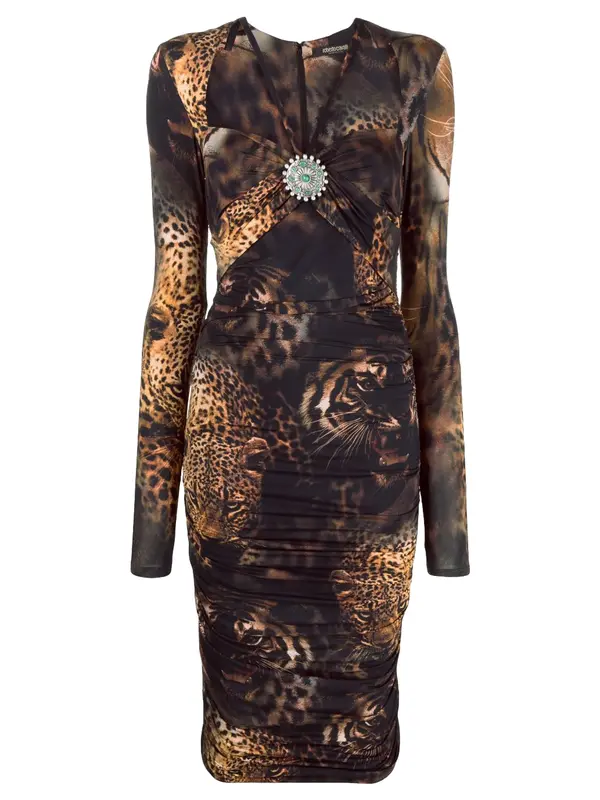 Roberto Cavalli Animal Print Midi Dress - 01652