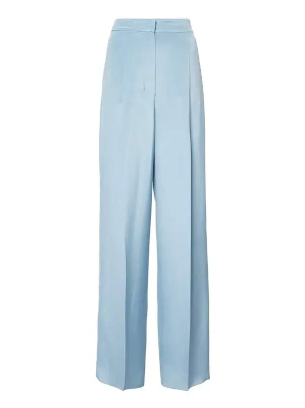 Max Mara Origano High-rise Wide-leg Silk Pants - Blue
