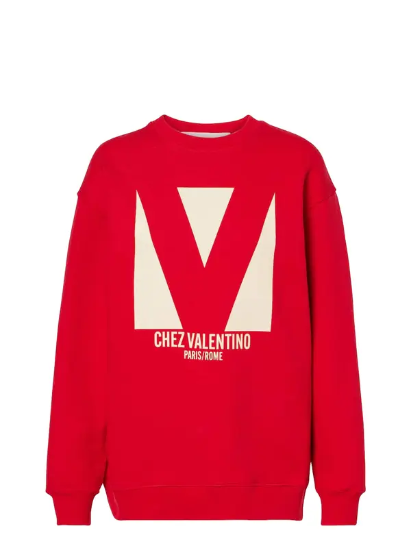 Valentino Garavani Printed Cotton Jersey Sweatshirt - Red