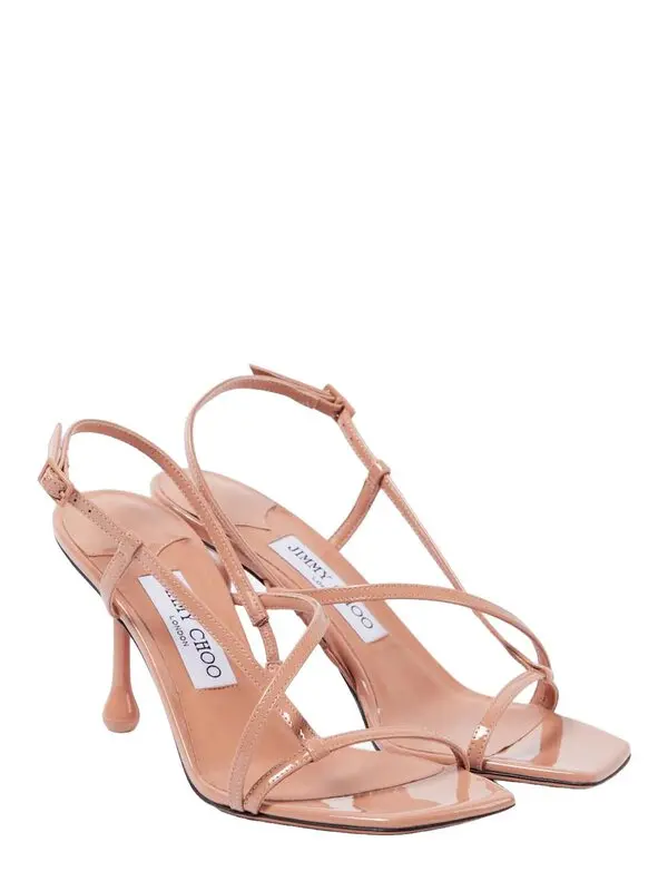 JIMMY CHOO Etana 80 Patent Leather Sandals - Pink