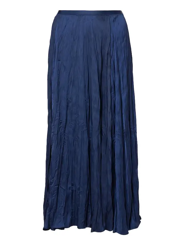 Polo Ralph Lauren Crushed Satin Midi Skirt - Blue