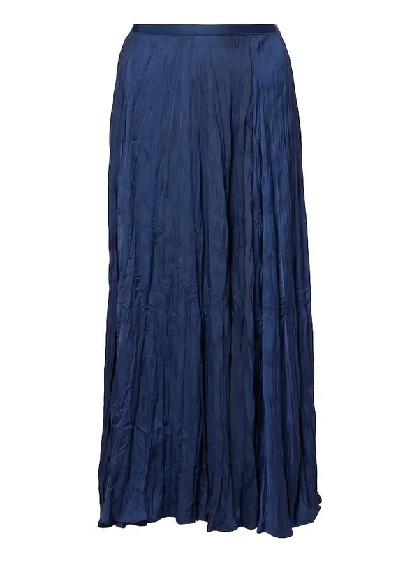 Polo Ralph Lauren Crushed Satin Midi Skirt - Blue