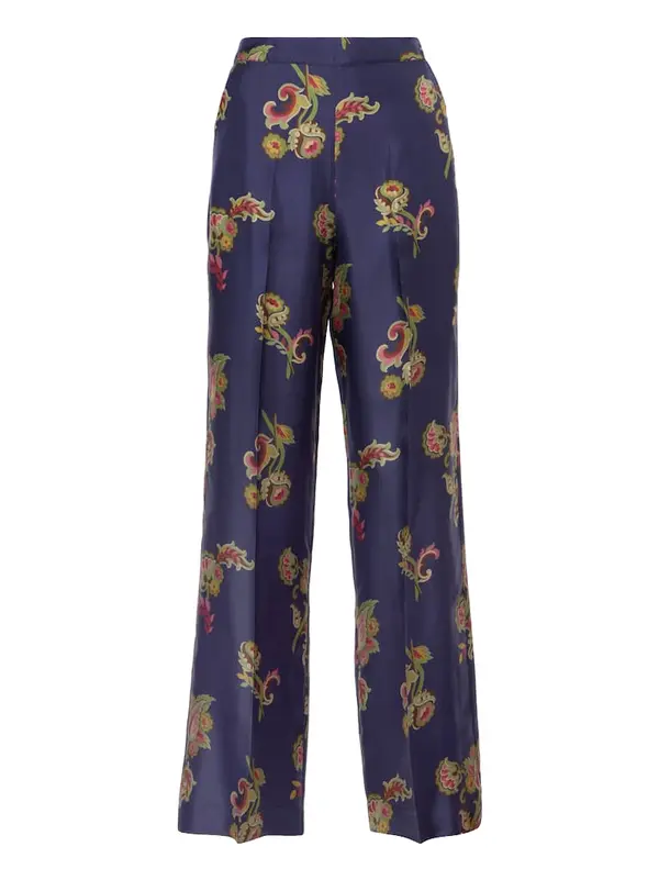 Etro Silk Palazzo Pants - Blue