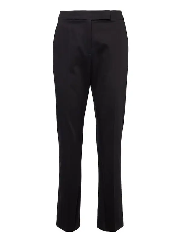 Max Mara Okra Mid-rise Flared Cotton Pants - Black