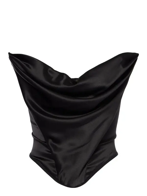 Magda Butrym Draped Silk-blend Satin Corset - Black