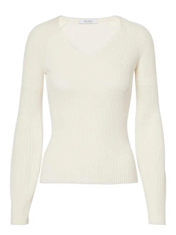 Max Mara Gioiosa Ribbed-knit Cotton Sweater - White