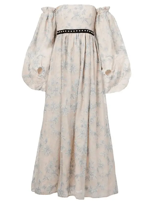 Agua Bendita Alheli Floral Maxi Dress - Blue