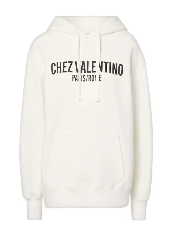 Valentino Garavani Printed Cotton Jersey Hoodie - White