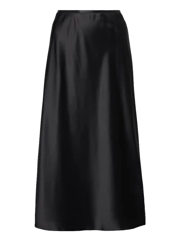 Max Mara Carnet Silk Satin Midi Skirt - Blue