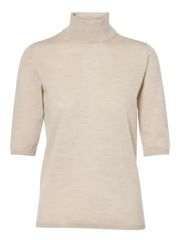 Max Mara Cecina Virgin Wool Turtleneck Sweater - Beige