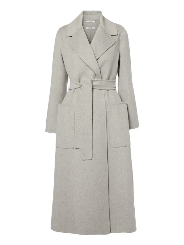 Max Mara Paolore Virgin Wool Wrap Coat - Silver