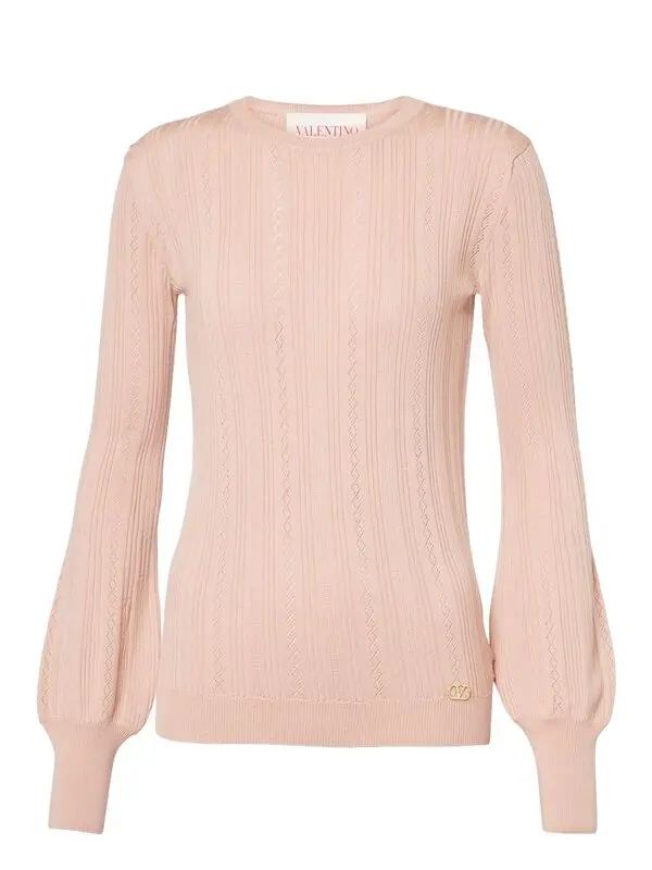 Valentino Garavani Pointelle Virgin Wool Sweater - Pink