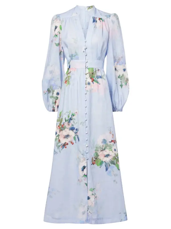 Zimmermann Everley Linen Midi Dress - Blue