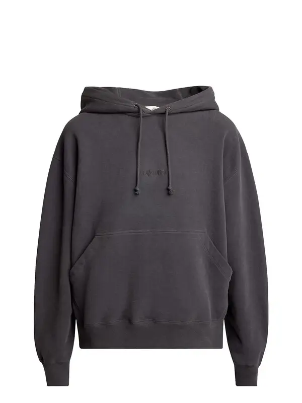Saint Laurent Fleece Tonal Logo Hoodie - Fog