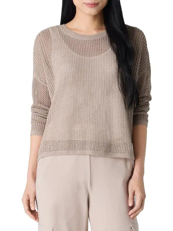 Eileen Fisher Open Stitch Organic Linen & Organic Cotton Sweater - Wheat
