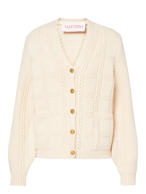 Valentino Garavani Virgin Wool Cardigan - Beige