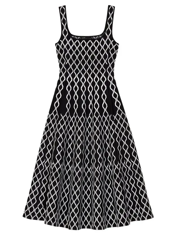 Maje Russely Jacquard Knit Mini Dress - Black / White
