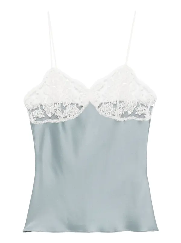 Chloé Lace Satin Top - Blue