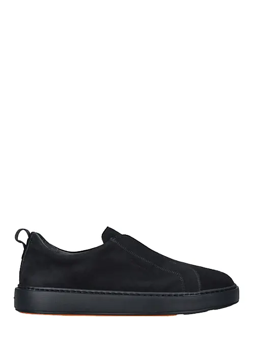 Santoni Clean Icon Branded Suede Trainers - Navy