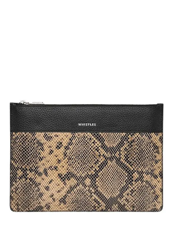 Whistles Una Snake Print Panel Pouch - Multicolor