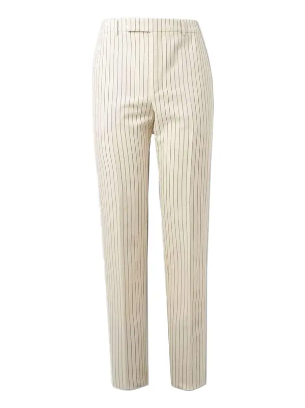 Celine Striped Wool Trousers - White
