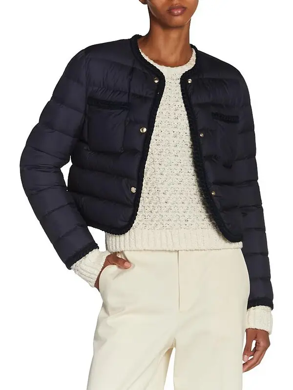 Moncler Gencay Braided Trim Quilted Jacket - Navy