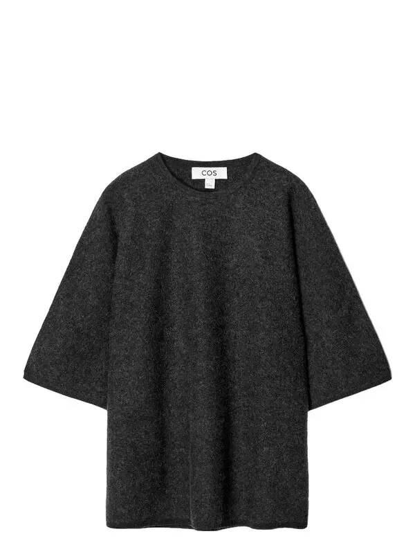 Cos Oversized Boiled Merino Wool T-shirt - Gray