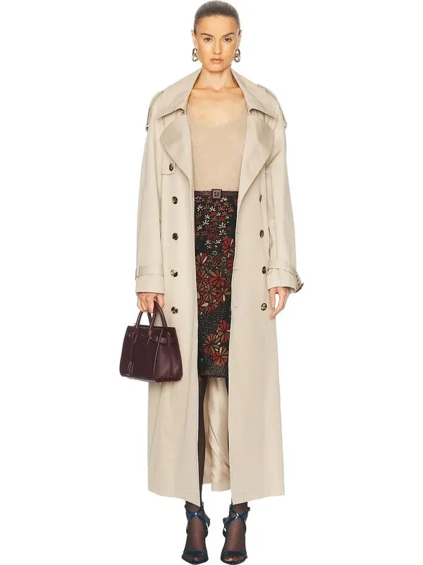 Saint Laurent Long Trench Coat - Beige Clair