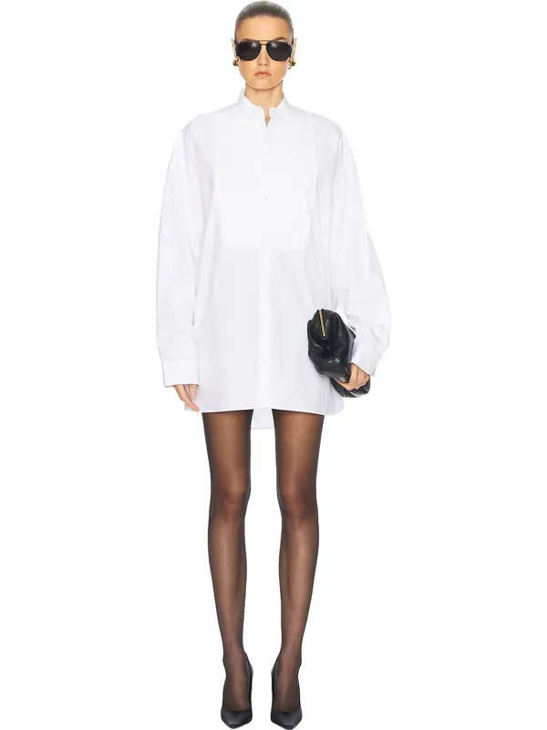 Wardrobe.NYC Tuxedo Mini Shirt Dress - White
