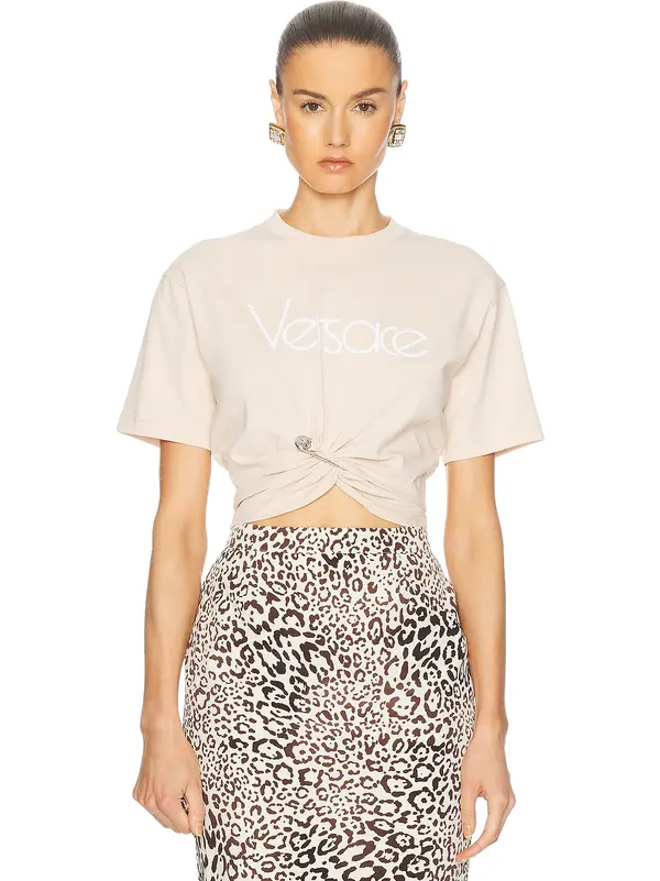 Versace Twist Front T-shirt - Champagne & White