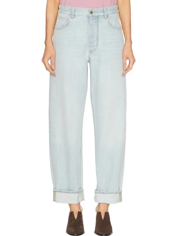 Bottega Veneta Cuffed Straight Leg Jeans - Light Blue