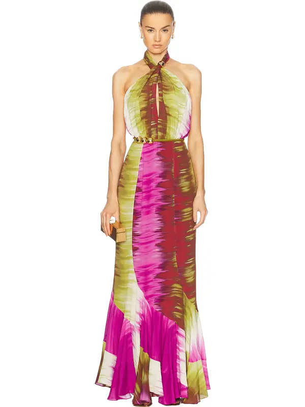 Silvia Tcherassi Raisa Printed Dress - Violeta Lime Tie Dye
