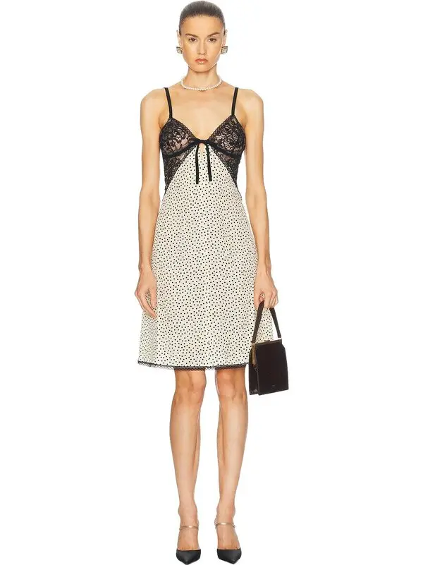 Alessandra Rich Slip Dress - Cream & Black