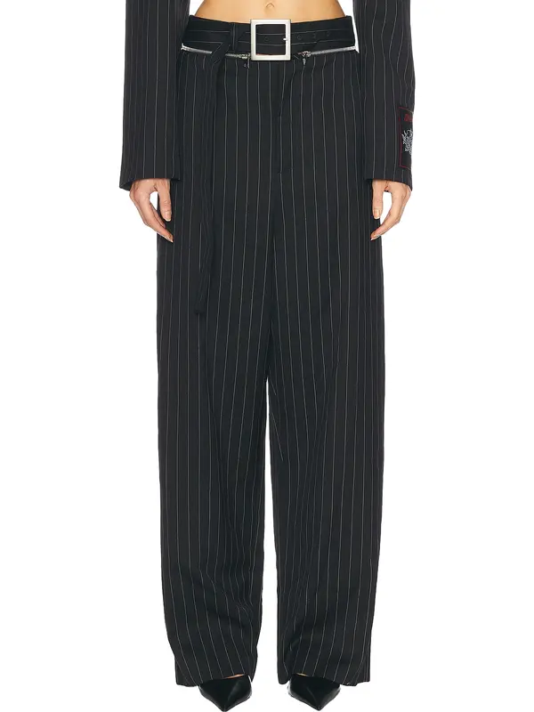 Jean Paul Gaultier Pinstripe Tailored Trouser - Black & White