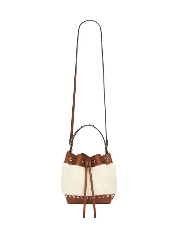 Valentino Garavani Rockstud Drawstring Bag - Naturale & Selleria
